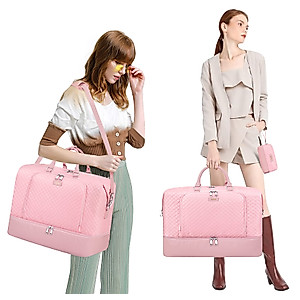 Travel Weekender Bag for Women, Overnight Bag with Shoe Compartment Oversized Travel Duffel Bag Carry On Tote 21"