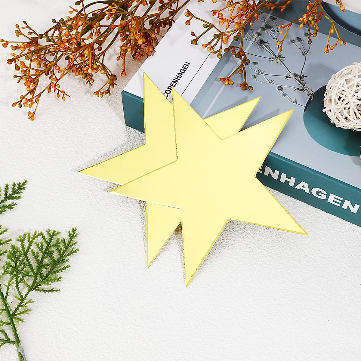 Star Cutouts, 24PCS Gold Star Cutouts, Double Printed Paper Stars, 6 Inch Cardboard Star Cutouts, Glitter Stars Decorations for Christmas Wedding Movie Night Classroom Wall Party Supplies