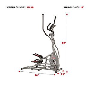 Sunny Health & Fitness Magnetic Elliptical Trainer Machine w/Device Holder, LCD Monitor, 220 LB Max Weight and Pulse Monitor - SF-E3810