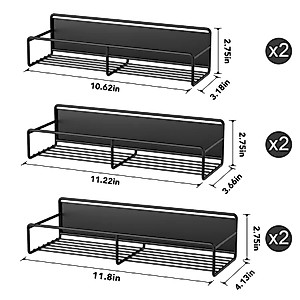 Magnetic Spice Rack Organizer 6 Pack, Magnetic Spice Rack for Refrigerator, Magnetic Shelf for Holding Spices, Jars, Seaoning and Bottle, Metal&Black