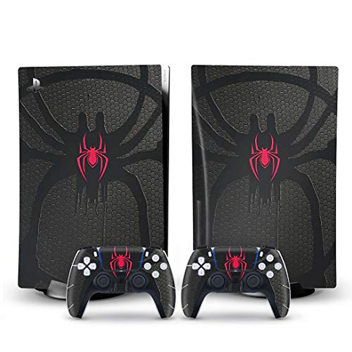 Alexca PS5 Skin for Console and 2 Controllers, PS5 Skin Decal Vinyl Wrap Cover Sticker for Playstation 5 Disc Spider Full Set