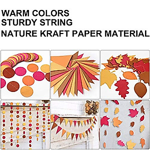 Autumn Theme Garland Fall Bunting Banners Autumn Leaf Paper Garland Hanging Streamers Thanksgiving Party Decoration for Baby Shower Kids Room Classroom Showcase Holiday Wedding