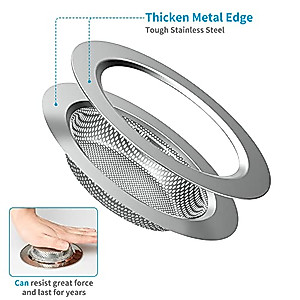 AFANTY 3PCS Kitchen Sink Strainer, Large Wide Rim 4.5" Diameter, Stainless Steel, Fits Most Drains (3.15" to 3.75")