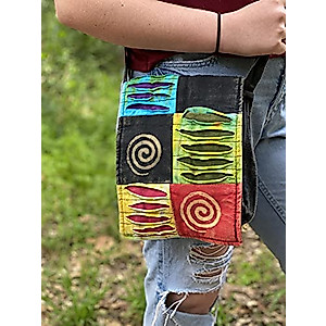 Small Cross Body Boho Hippie Razor Cut Torn Look Patchwork Bag