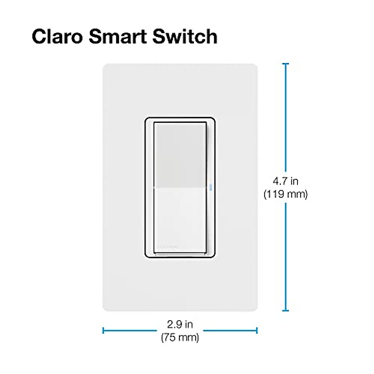 Lutron Claro Smart Switch with Wallplate for Caséta Smart Lighting, for On/Off Control of Lights or Fans | Neutral Wire Required | DVRFW-5NS-WH-A | White
