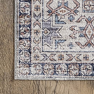 nuLOOM Drina Machine Washable Distressed Area Rug Blue 6' x 9'