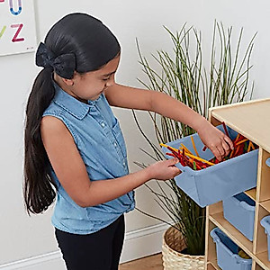 ECR4Kids Scoop Front Storage Bin, Multipurpose Organization, Powder Blue, 30-Piece