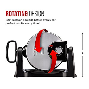 Chefman Rotating Belgian Waffle Maker, 180° Flip Iron w/ Non-Stick Plates, Adjustable Timer, Locking Lid, & Drip Plate, Space Saving Storage, Mess-Free Breakfast, Stainless Steel/Black