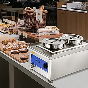 WeChef Commercial Stainless Steel Food Warmer Dual 7L Round Pot Countertop Steam Bain Marie Table Soup Restaurant Buffet