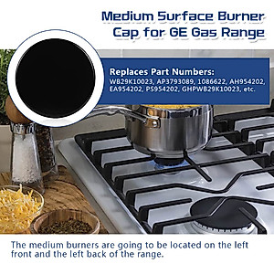 [Upgraded] WB29K10023 Range Medium Burner Cap Replacement Part, Fit for GE Gas Range/Stove/Oven/Cooktop, 3.2 Inch Diameter (2Pcs)