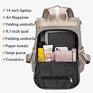 Lecxci Womens Large Multi-purpose Fashion Oxford Fabric Handbag Crossbody Travel Bag Hiking Daily Backpacks(style3,mauve)