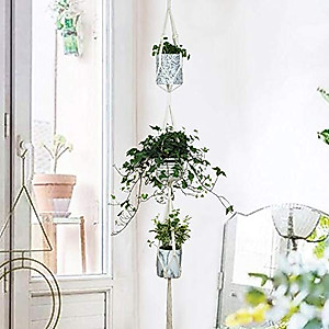 JES&MEDIS 5-Pack Macrame Plant Hangers with 5 Hooks, Different Tiers, Handmade Cotton Rope Hanging Planters Set Flower Pots Holder Stand, for Indoor Outdoor Boho Home Decor