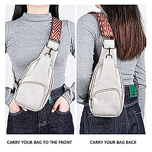 MEEJUNE Small Sling Bag for Women Leather Crossbody bags Fanny Pack Chest Bag for Women Fashionable-Grey