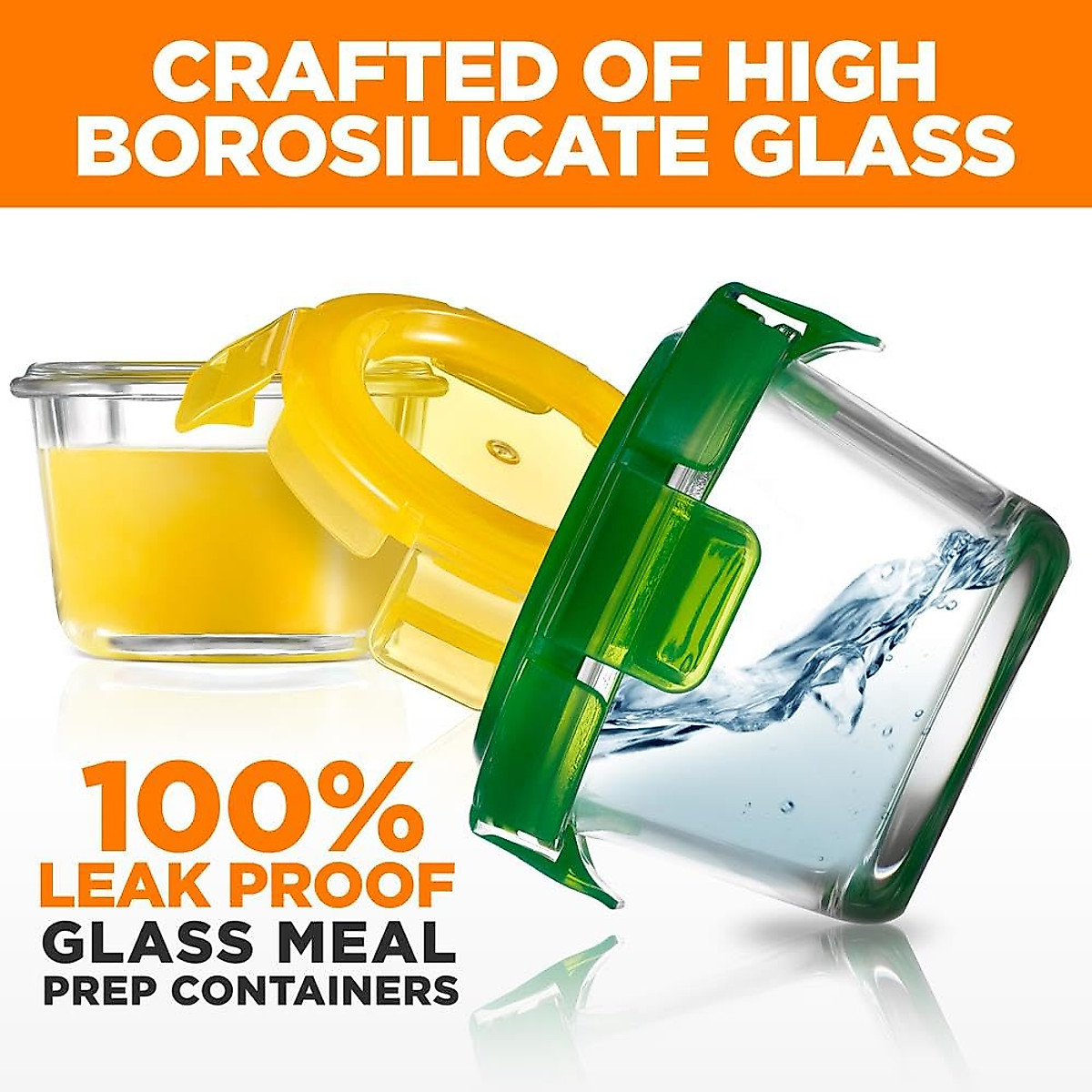 NutriChef 12 Piece Glass Food Storage Container – 4.48 oz Round Airtight Stackable Containers with Locking Lids for Baby Food, Snacks, Fruits, and Meal Prep - Oven & Freezer Safe