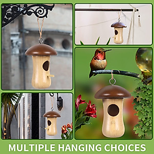 Hummingbird House,2023 New Mushroom Wooden Hummingbird Houses for Outside for Nesting, Gardening Gifts,Home Garden Decoration,3 Pack