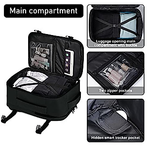 ECOHUB 16'' Travel Backpack For Women Men Airline Approved Personal Item Bag Essentials Laptop Casual Daypack Small Hiking Lightweight Waterproof Backpack, Black