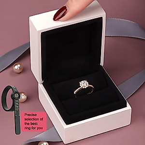 Ring Size 1-17 US Size Ring Size Measuring Tool with Magnifier Bracelet Size Measuring Tool for Men and Women (Black Size Gold Scale)