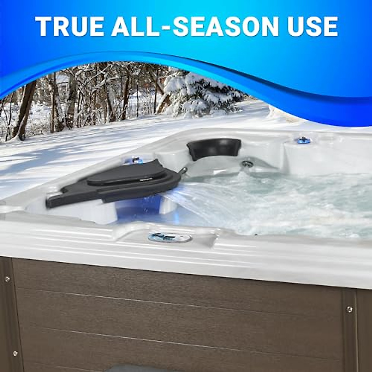 Essential Hot Tubs - Select Series 60-Jet 6-Person 2023 Lounger with Adjustable Massage Features, 240V, Grey Sterling Silver