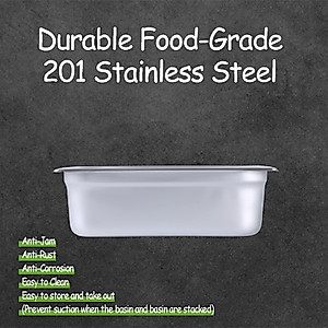 STEELBUS 6 Pack 1/2 Size,4 Inches Deep Steam Table Pan,Anti-Jam Standard GN Hotel Pans,NSF Commercial Stainless Steel Chafing Pans,Catering Storage Metal Food Pans for Restaurant, hotel & home