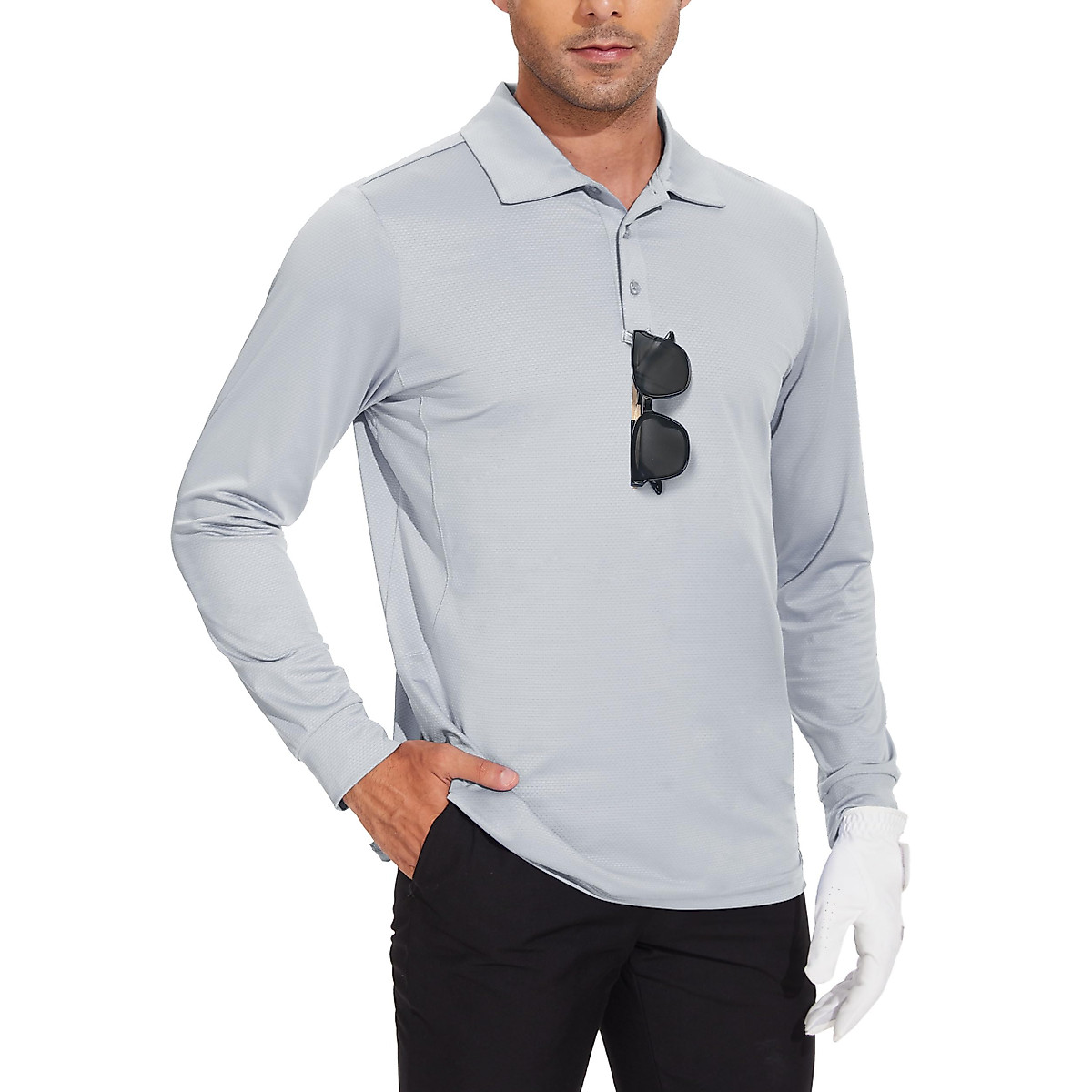 JWM Men's Long Sleeve Golf Polo Shirts - Athletic Casual Travel Performance Collar Shirts Lightweight Quick Dry UPF50