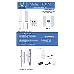 UBNT Networks Pre-Configured Ubiquiti NSM5 Bundle of 2 NanoStation M5 5GHz Outdoor airMAX CPE 150+Mbps 15+km: Ready to Install