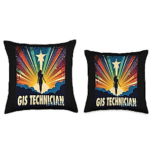 GIS TECHNICIAN Gifts GIS Technician Funny Female Hero Job Women Throw Pillow, 18x18, Multicolor