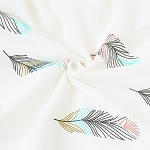 LifeTree Soft Fitted Crib Sheet - Feather Print Premium Cotton Unisex Toddler Bed Sheets for Baby Girls or Baby Boys - Fits Standard Crib Mattress