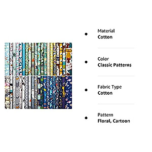 40 Pcs 10 x 10 Inches Cotton Fabric Bundle Squares Precut Fabric Squares Multi Color Floral Fat Squares Sheets for Kids DIY Craft Quilting Sewing (Classic Patterns)