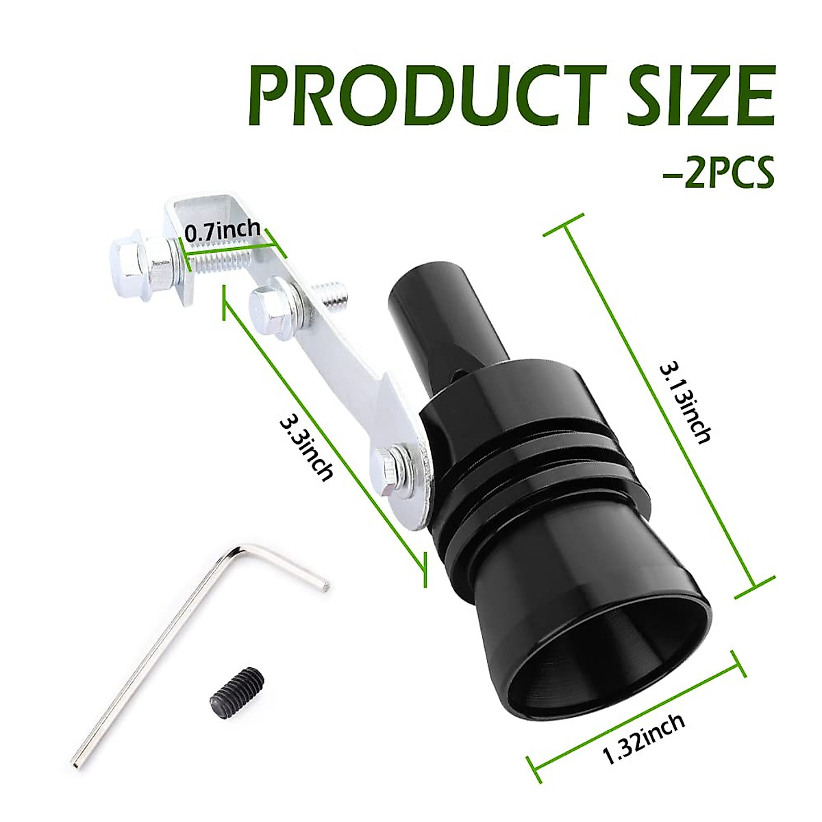 Salior 2PCS Car Turbo Whistle - Universal Turbo Sound Exhaust Muffler Pipe Whistle Muffler - Aluminum Alloy Turbo Exhaust Whistle for Car Truck SUV Motorcycle (Black/2pcs), 3.13x1.32x1.32 inch