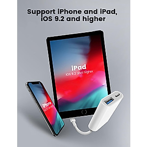 HzyknPower USB Adapter for iPad/iPhone, USB Female Adapter,USB OTG Data Sync Cable,Supports USB Flash Drives,Memory SD Card Readers,MIDI Players,Mouse Keyboards,Plug&Play