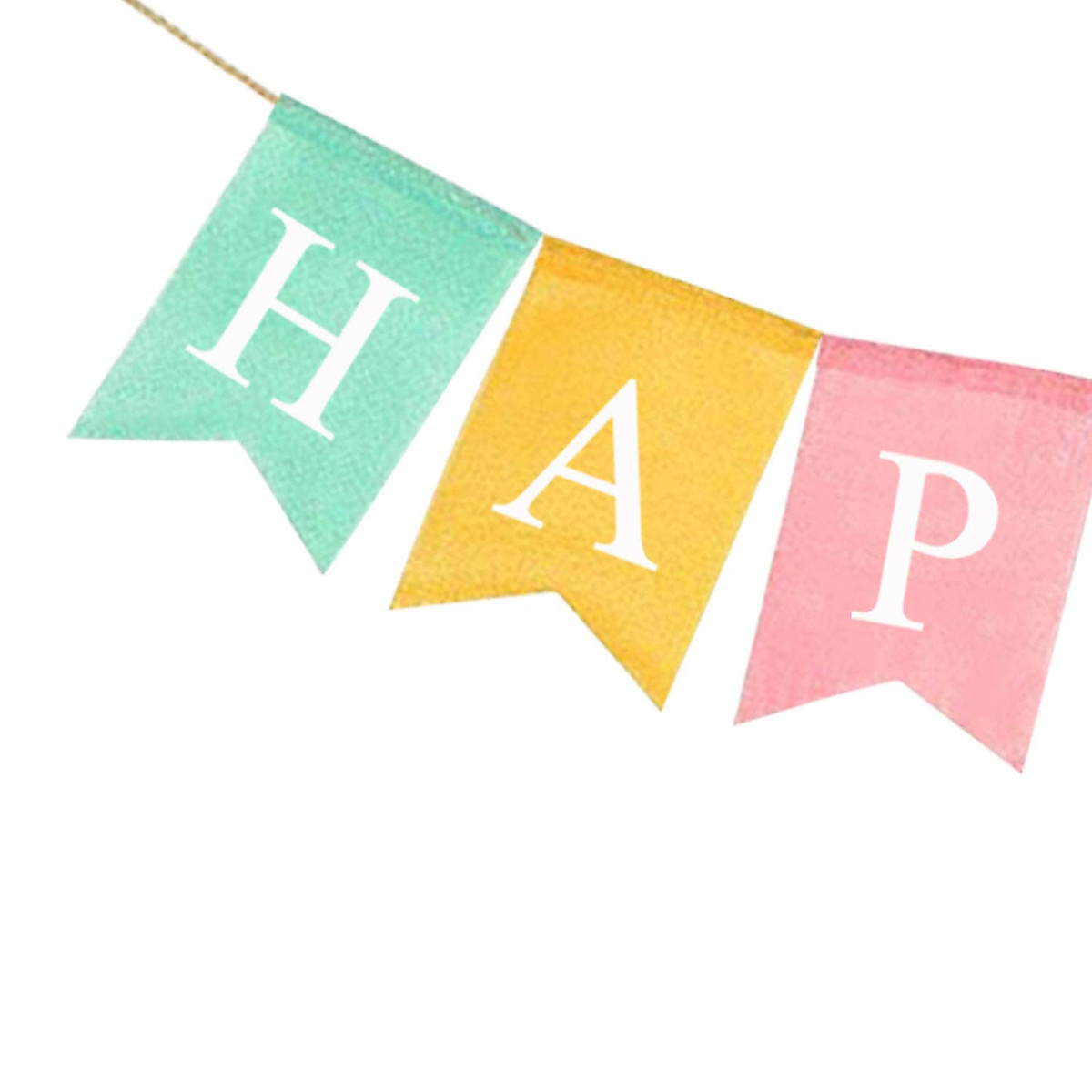 Rainlemon Rustic Linen Happy Spring Banner Fireplace Mantel Bunting Garland Decoration