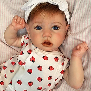 KSBD Reborn Baby Dolls Girl with Realistic Veins, 20 Inch Newborn Baby Doll with Weighted Cloth Body, Lifelike Reborn Doll, Advanced Painted Vinyl Gift Set for Kids Age 3+, Real Saskia Replica