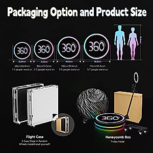 360 Photo Booth Machine for Parties - 3 People to Stand on (31.5"+Flight Case) Software APP Control, Free Customize Logo, JIYANG Automatic Slow Motion Rotating 360 Video Camera Booth Selfie Platform