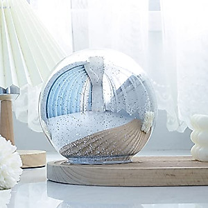 Lighted Mercury Glass Ball Table Lamp, Silver Cordless Glass Orb Christmas Decor Ball Led Light Globe, Modern Light Up Battery Operated Sphere Glass Night Light for Home Bedroom Indoor Decor, Large