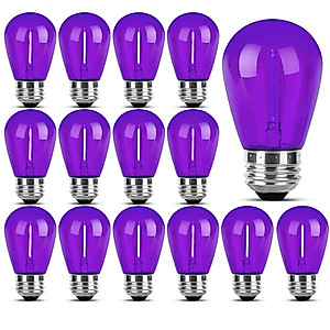 LRSUEYSKIN S14 Purple LED Bulbs 1W S14 LED Bulb Shatterproof Plastic Outdoor Indoor Filament Replacement Bulbs E26 Base Decorative LED String Light Bulbs for Party Home Wedding Halloween (Purple)