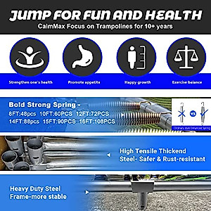 CalmMax Trampoline 12FT Jump Recreational Trampolines with Enclosure Net - ASTM Approved - Combo Bounce Outdoor Trampoline for Kids Family Happy Time