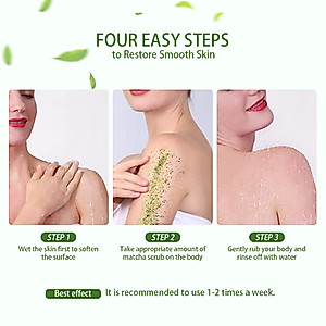 Liyalan Matcha Body Scrub Green Tea Exfoliating Body Scrubs for Acne, Smooth Skin,Moisturizing Body, Face, Hand, Foot Scrub