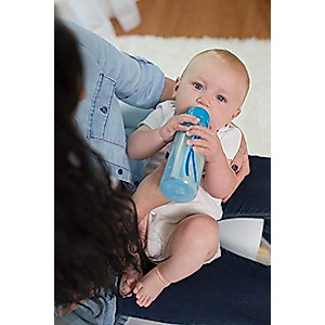 Dr. Brown’s Natural Flow® Anti-Colic Options+™ Narrow Baby Bottles, 8 oz/250ml, with Level 1 Slow Flow Nipple, 4 Pack, Blue/Clear