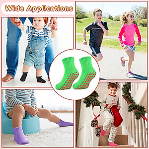 7 Pairs Kids Non Slip Socks Anti Skid Mid Calf Socks for Toddler Boys Girls (M)