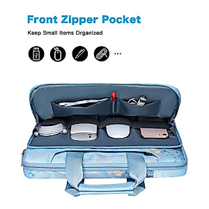 MOSISO 360 Protective Laptop Shoulder Bag Compatible with 17-17.3 inch Dell HP Acer Samsung Sony Chromebook Computer, Watercolor Marble Sleeve with Belt, Turquoise