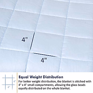 Keeptop Kids Weighted Blanket (7 lbs, 41"x60", Light Blue) - Cooling Heavy Blanket for a Child Between 60-80 lbs - 100% Natural Cotton Material with Premium Glass Beads, Double Stitched Edge