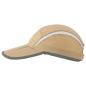 Connectyle Foldable Mesh Sun Cap Outdoor Sports Hat Breathable Sun Runner Cap with Reflective Trim Khaki