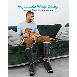 ALLJOY Leg and Foot Massager with Heat, Air Compression Leg Massager for Circulation and Pain Relief, Foot and Calf Massager 6 Modes 3 Intensities 2 Heating Levels Adjustable Massage Boots Best Gift