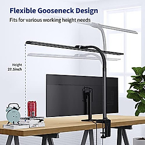 Kary LED Desk Lamp, 24W Architect Desk Lamp with Clamp 31.5" Wide Office Light 1800LM Large Bright Desk Lights with Auto Dimming, 5 Color Modes, Timer, Tall Desk Lamps for Home Office