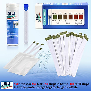 Water Hardness Test Strips | Fast and Accurate Water Quality Testing Kit for Water Softener, Swimming Pool, Fish Tank, Spa Kit and etc |150 Strips for 150 Hard Water Tests. 0-425 ppm and 0-25 gpg