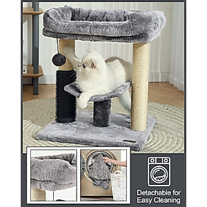 Hoopet cat Tree Tower,cat Scratching Post for Indoor Cats,Featuring with Super Cozy Perch,Cat Self Groomer and Interactive Dangling Ball Great for Kittens and Cats