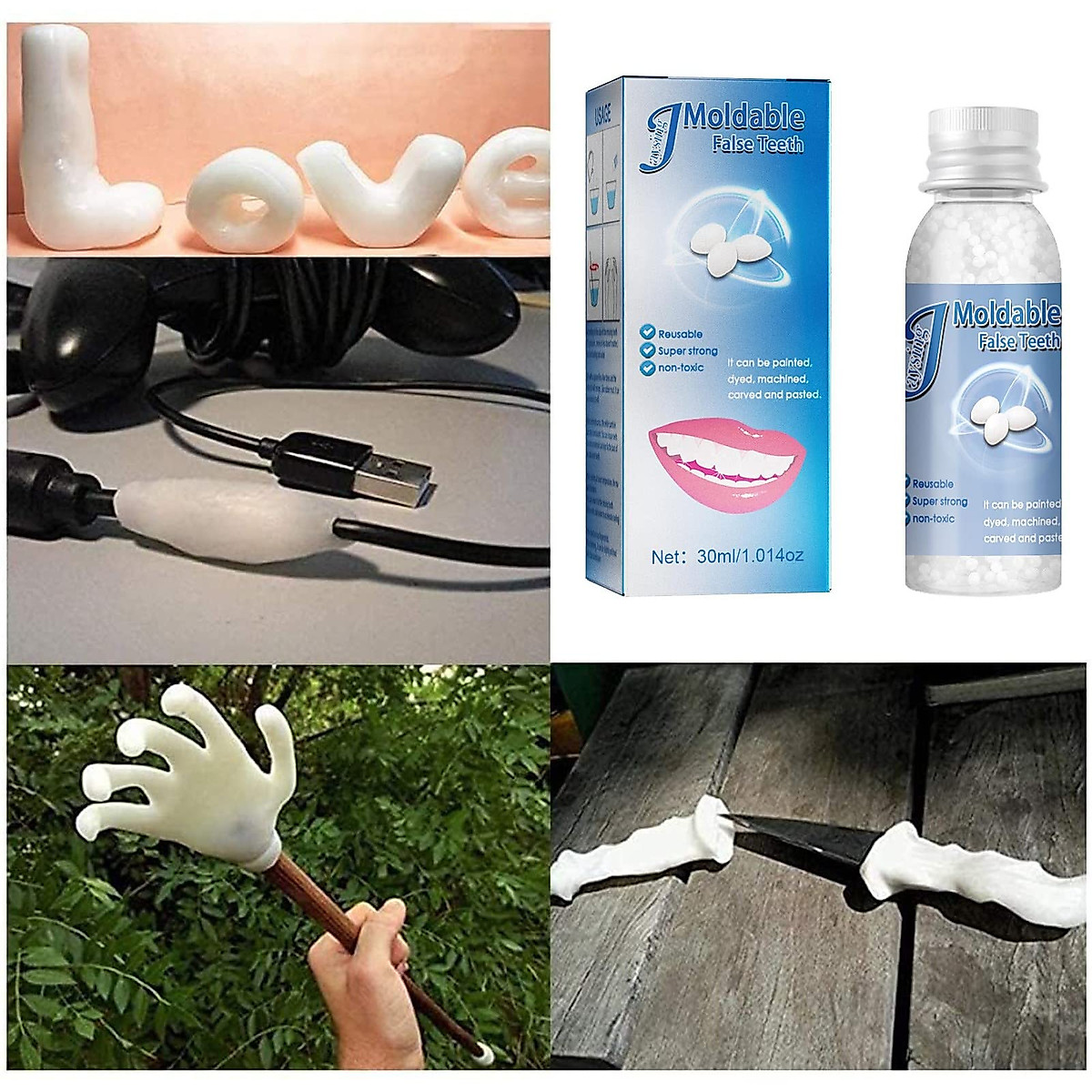 SINGOVE Temporary Tooth Repair kit for Filling The Missing Broken Tooth and Gaps-Moldable Fake Teeth and Thermal Beads Replacement Kit,Artfifical Teeth, Make Smile Confidently (White, One Size)