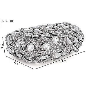 MOSSMON Luxury Crystal Clutch Rhinestones Evening Bag (Silver)