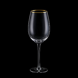 1500° C TABLETOP Gold Rim Stemmed Wine Glasses Set of 4, 21 oz. Crystal Clear Glassware with Long Stem for Red and White Wine