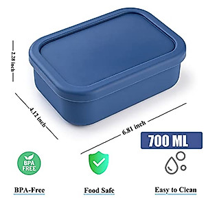 QTECLOR 3 Compartment Silicone Bento Lunch Box for Adult Kids, Food Container Leak-Proof BPA-Free Food Lunch Storage Boxes, Microwave,Dishwasher Safe,Lunch, Snack and Sandwich Food Container
